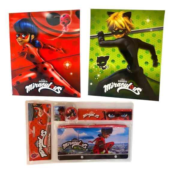 Zag | Party Supplies | New Miraculous Ladybug School Set 2 Folders 7pc ...